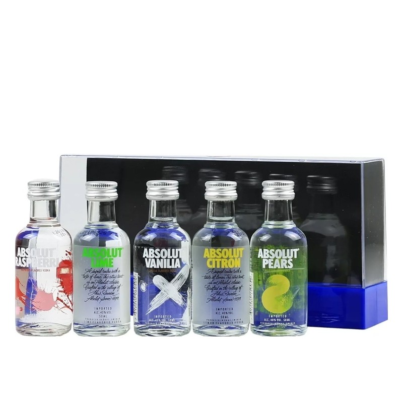 Kit Vodka Absolut 5 Mini 50 ml - Miniatura na Bebida Online